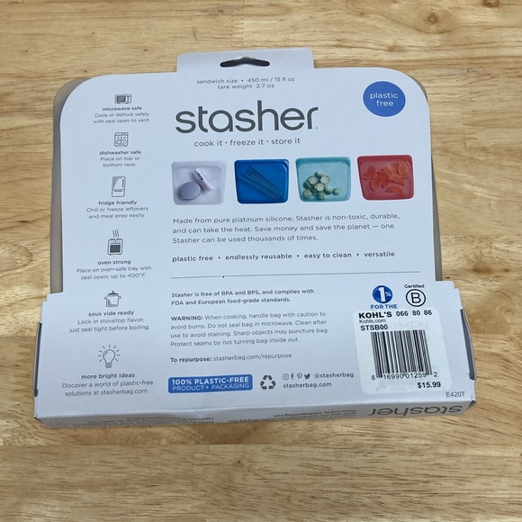 stasher | Kitchen | Stasher Reusable Silicon Storage Bags Pack Of 2 Nwt ...